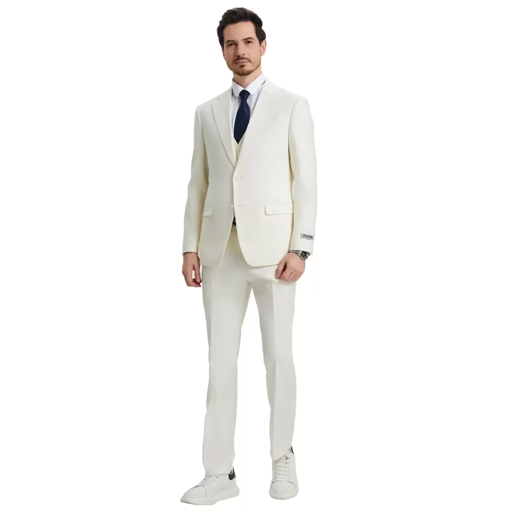 Men's Stacy Adams Hybrid-Fit 3pc Notch Lapel Suit Set, Jacket Vest and ...