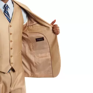 Tazio Modern Fit Boys Suit 5pc Set, Wheat | Quinceañera Suits
